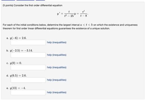 Solved (5 points) Consider the first order differential | Chegg.com