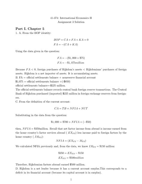 assignment 3 solution 41 374 international economics ii assignment 3