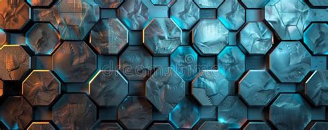 A Futuristic Metal Texture With A Repeating Pattern Of Hexagonal Tiles Each With A Different