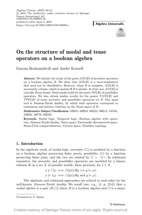 On The Structure Of Modal And Tense Operators On A Boolean Algebra