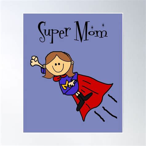 Funny Super Mom Superhero Mother Cartoon Poster For Sale By