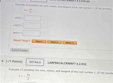Solved Evaluate If Possible ﻿the Sine ﻿cosine And