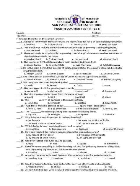 Pt Tle 6 Agriculture Q4 V1 Pdf Grafting Manure