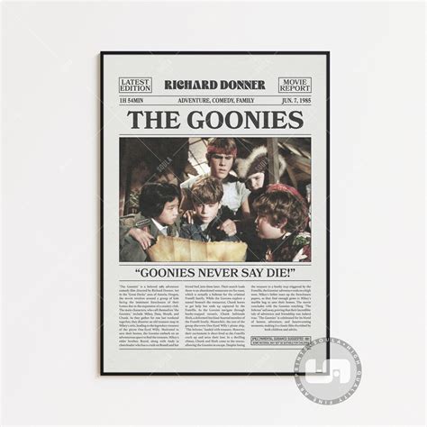The Goonies Poster Richard Donner Movie Poster Retro Newspaper