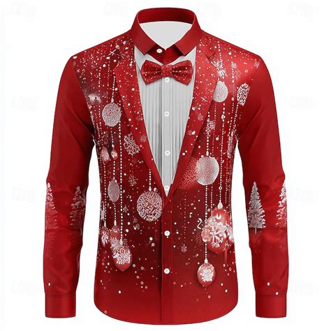 Christmas Mens Snowflake Christmas Costume Suit Tie Printed Tuxedo