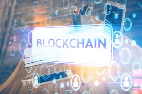 Double Exposure Of Blockchain And Crypto Economy Theme Hologram And