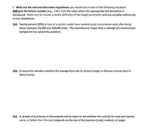 solved write out the null and alternative hypotheses you