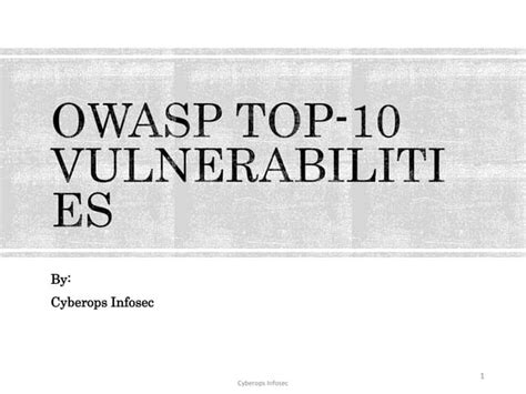 Owasp Top 10 Vulnerabilities By Cyberops Infosec Ppt