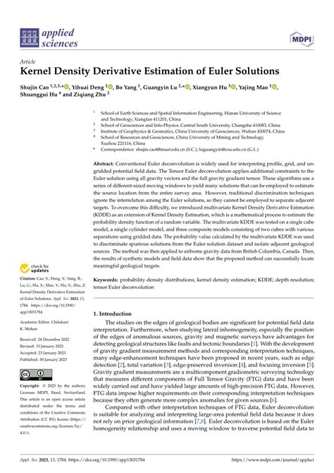Pdf Kernel Density Derivative Estimation Of Euler Solutions