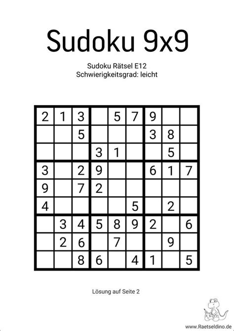 Sudoku Leicht Zum Ausdrucken Als PDF Vorlage