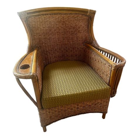 1970s Vintage Rattan Wicker Lounge Chair Chairish