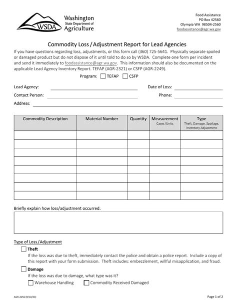 Form Agr 2256 Download Fillable Pdf Or Fill Online Commodity Loss