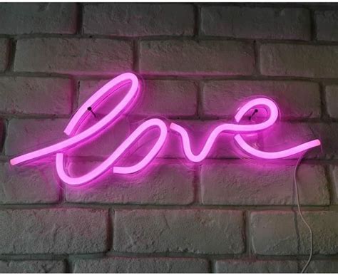 Led Neon Light Sign 18x7 Pink Love Wall Art Decorative Neon Etsy