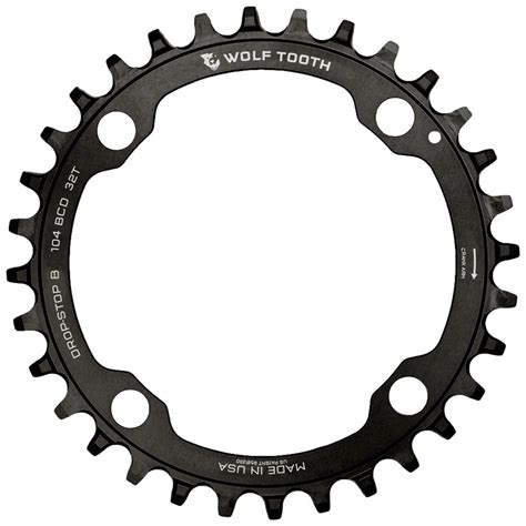 Wolf Tooth 104 Bcd Chainring 32t 104 Bcd 4 Bolt Drop Stop B Black