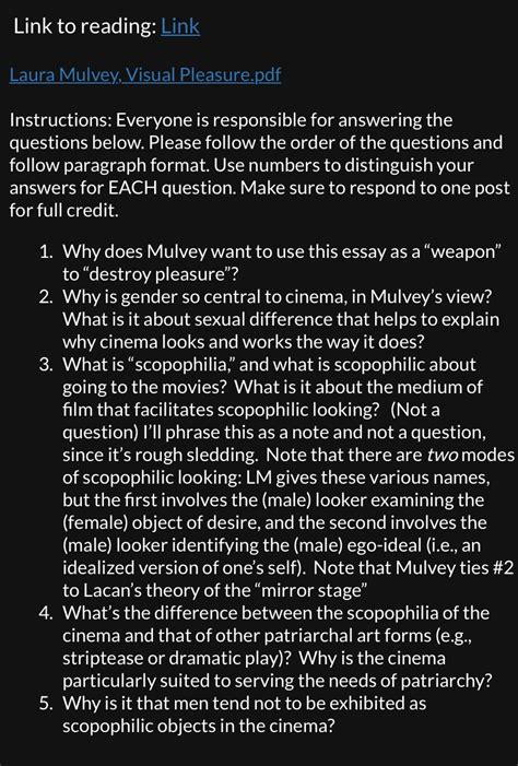 [solved] link to reading link laura mulvey visual pleasure pdf