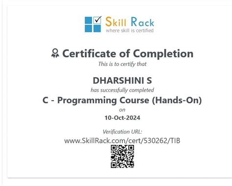dharshini seenivasagan on linkedin completed of skillrack in c