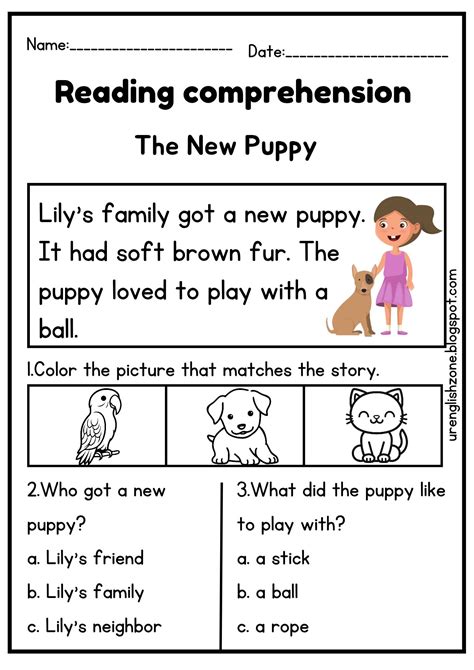 Free Worksheets First Grade Reading Comprehension 24 Best Grade 1