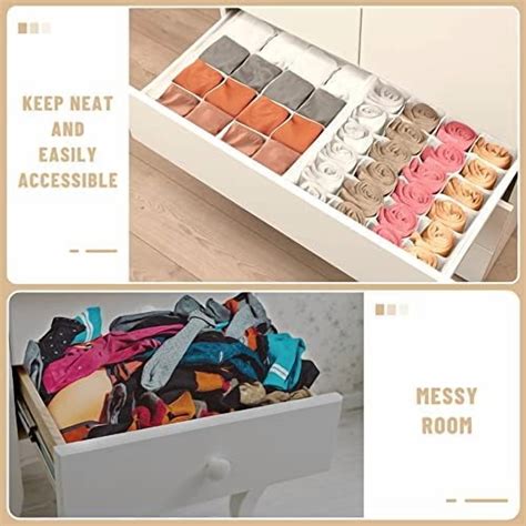 3 Pack Sock Underwear Drawer Organizer Dividers 64 Cell Fabric