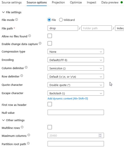 Data Preview Of The Dataflow Source Only Show First Row Stack Overflow
