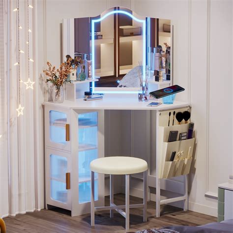Lvsomt Makeup Vanity Desk With 3 Lighting Options Dressing Table With