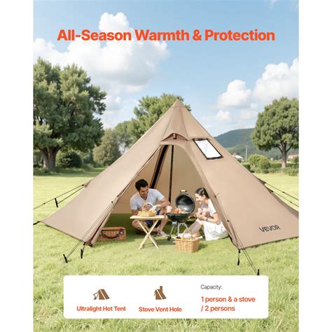 Vevor Hot Tent For 2 Persons Portable Winter Tipi Tent With Stove Jack
