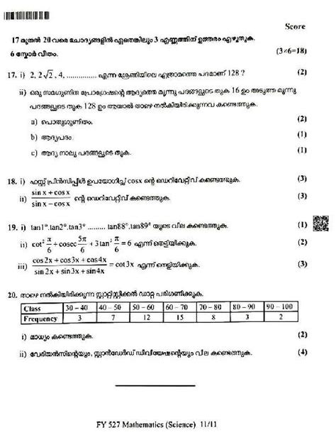 Kerala Plus One Maths Model Exam Question Paper 2026 Pdf Download