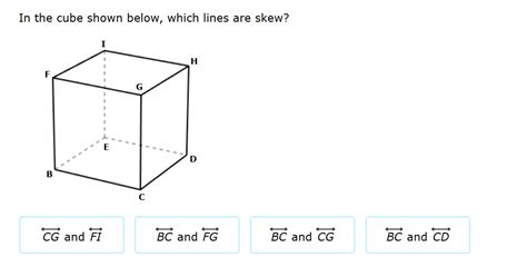 In The Cube Shown Below Which Lines Are Skew StudyX