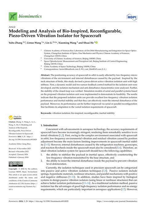 Pdf Modeling And Analysis Of Bio Inspired Reconfigurable Piezo Driven Vibration Isolator For