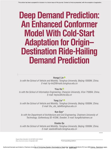 Pdf Deep Demand Prediction An Enhanced Conformer Model With Cold Start Adaptation For Origin