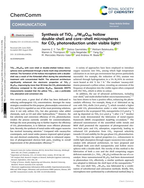 Pdf Synthesis Of Tio2 Xw18o49 Hollow Double Shell And Core Shell
