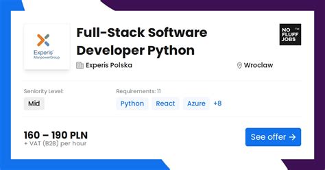 Full Stack Software Developer Python Job Fullstack Experis Polska