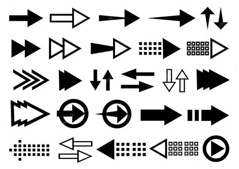 Premium Vector Set Arrow Icon Collection Different Arrows Sign Black