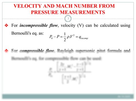 Solution Experimental Aerodynamics Velocity Measurements Velocity And Mach Number From Pressure