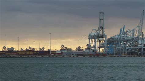 Container Terminal On Rotterdam Stock Video Video Of Dusk Automated 185929883