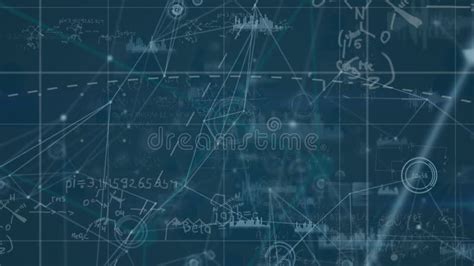 Animation Of Mathematical Equations And Data Processing Over Black