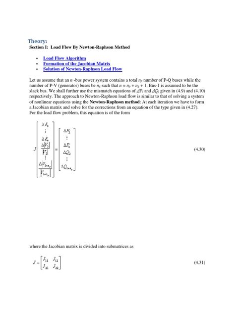 Program For Load Flow By Newton Pdf Ac Power Matrix Mathematics