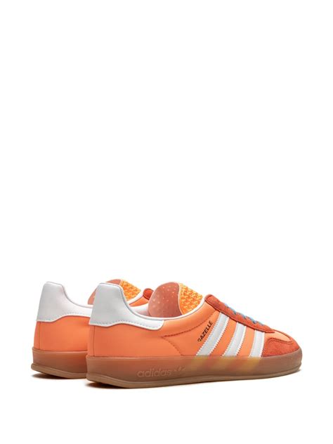 Adidas Originals Gazelle Indoor Sneakers With Gum Sole In Orange And Light Blue Modesens