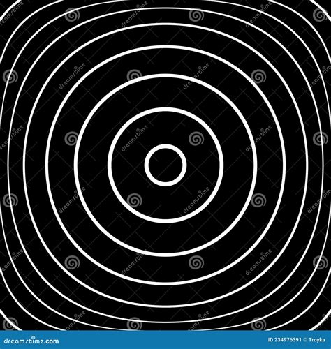 Concentric Rings Pattern Abstract Circle Lines Black Background Stock