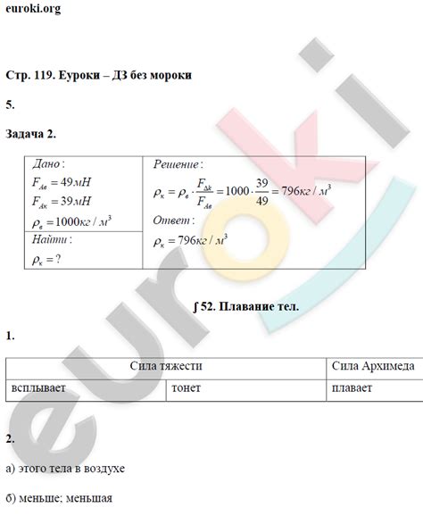 ГДЗ Номер стр. 119 Физика 7 класс Перышкин Рабочая тетрадь
