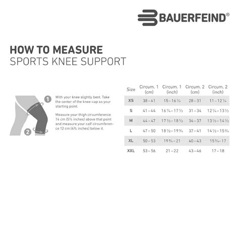 Sports Knee Support Size Chart Bauerfeind Partners