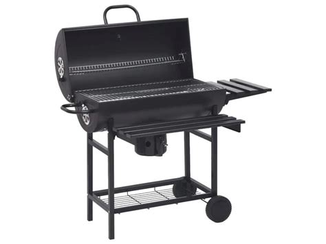 Barbecue à Baril Avec Roues Et étagères Acier 115x85x95 Cm Noir Hubo