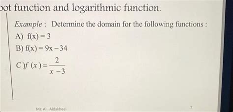 Solved Function And Logarithmic Function Example Determine Chegg