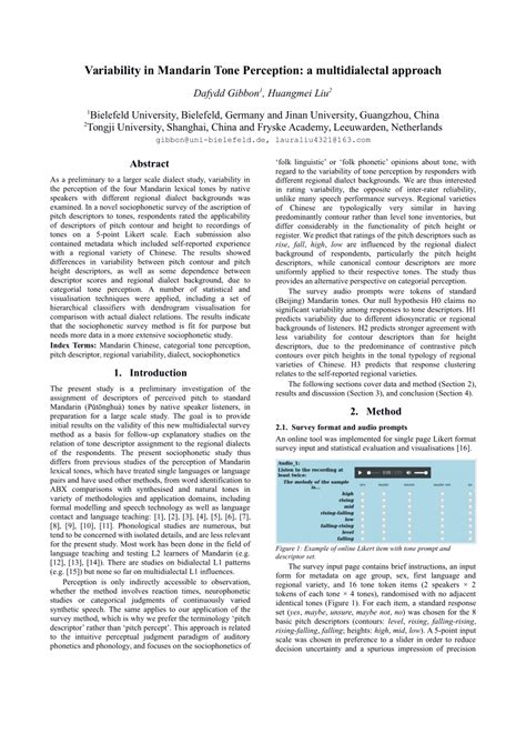 Pdf Variability In Mandarin Tone Perception A Multidialectal Approach