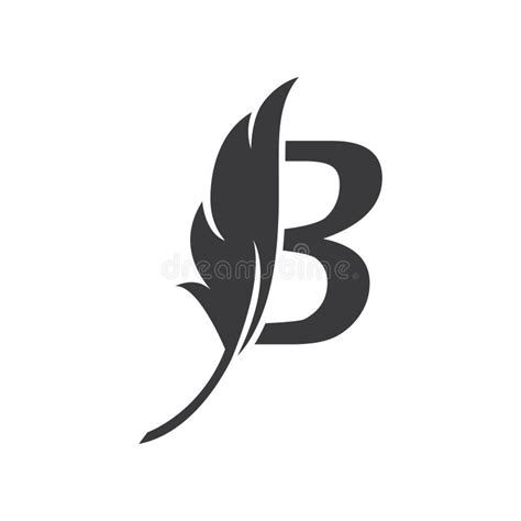 Initial Letter B With Feather Logo Vector Icon Illustration Stock