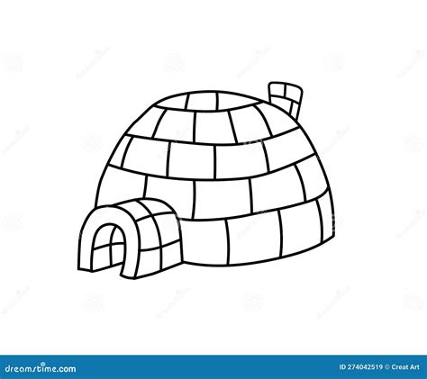 Igloo Isolated Vector Illustration Black Outline Stock Vector