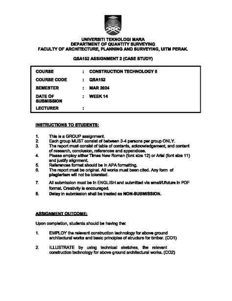 QSA152 2024 Assignment 2 Case Study Report UNIVERSITI TEKNOLOGI MARA DEPARTMENT OF