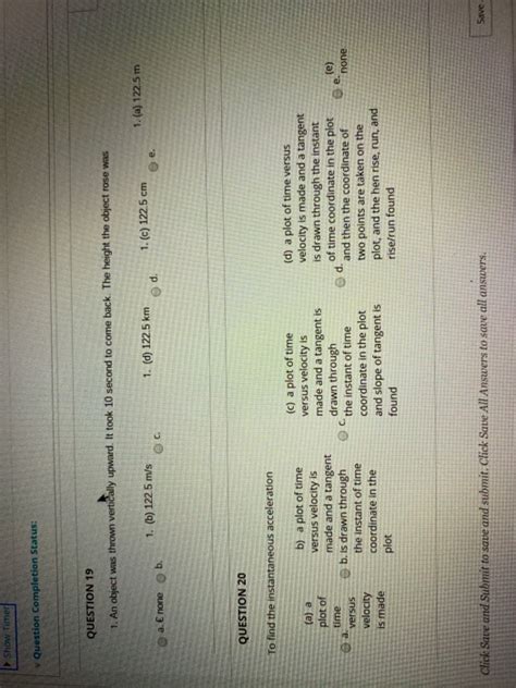 solved → show timer question completion status question 19