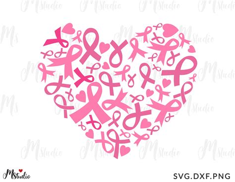 Heart Cancer Ribbons Pink Heart Png Awareness Png Svg Digital File