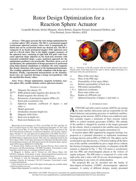 Pdf Rotor Design Optimization For A Reaction Sphere Actuator