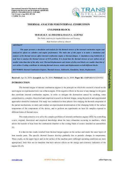 Pdf Thermal Analysis For Internal Combustion Cylinder Block